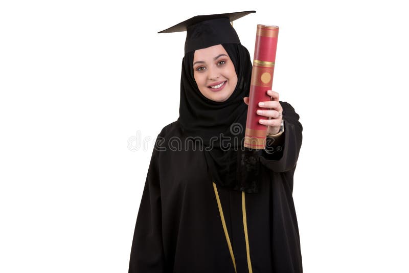 Happy Graduate Arabic Muslim Student with Diploma Stock Photo - Image ...