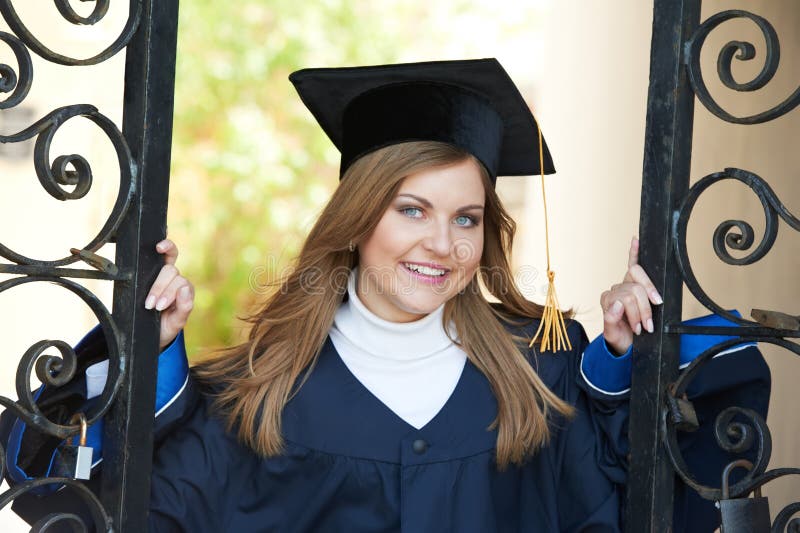 Happy graduate girl stock photo. Image of cloak, happiness - 27749308