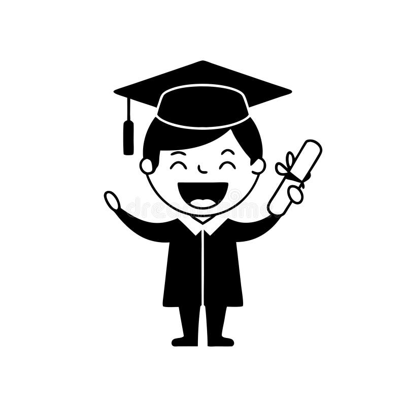 Happy Graduate Kid with Cap and Diploma Vector Illustration for ...