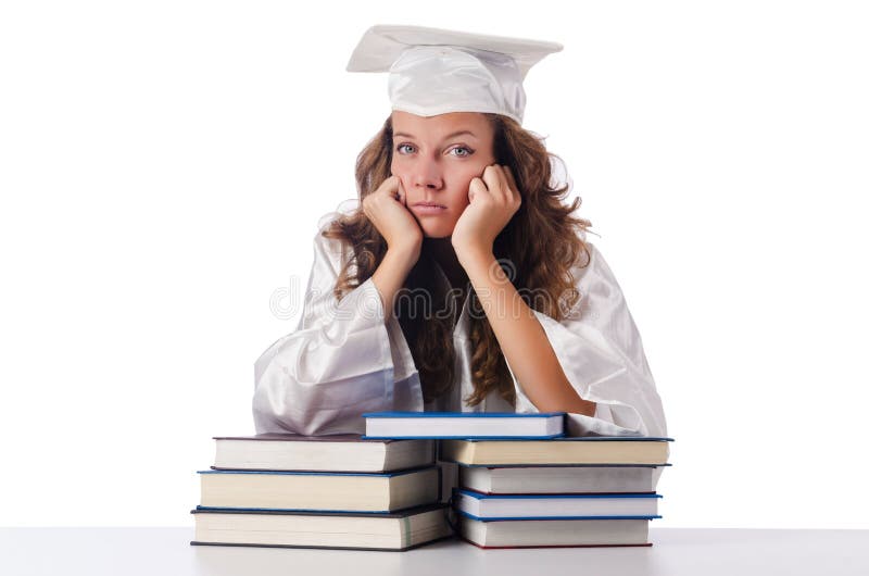 Happy Graduate with Lots of Books Stock Photo - Image of holding, back ...