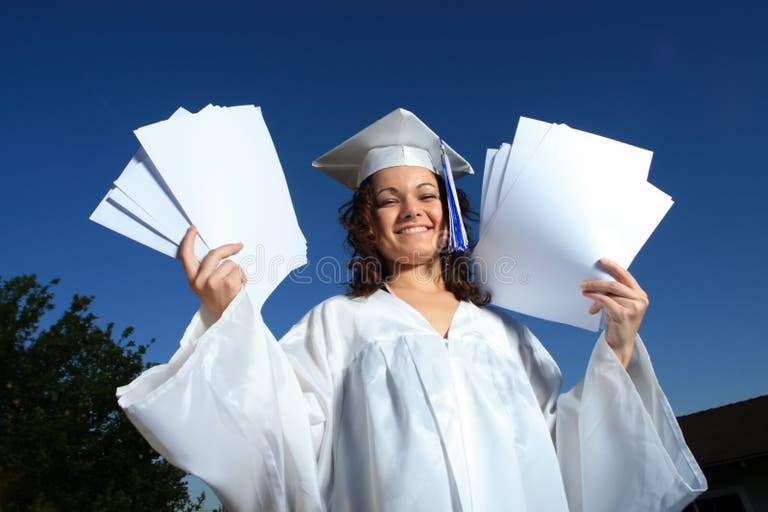 Happy graduate with papers stock image. Image of attractive - 2340141