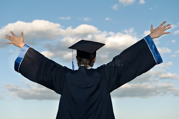 Happy Graduate with Risen Arms Stock Photo - Image of hands, laugh ...