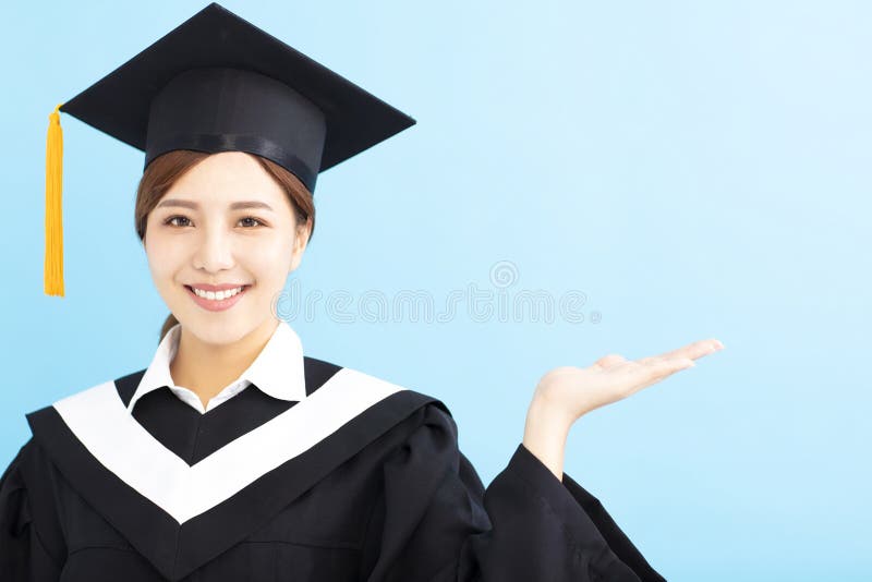 Happy Graduate Student Girl Showing Stock Photo - Image of chinese ...