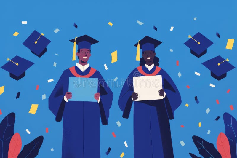 Happy Graduate Students in Graduation Caps on Graduation Ceremony ...