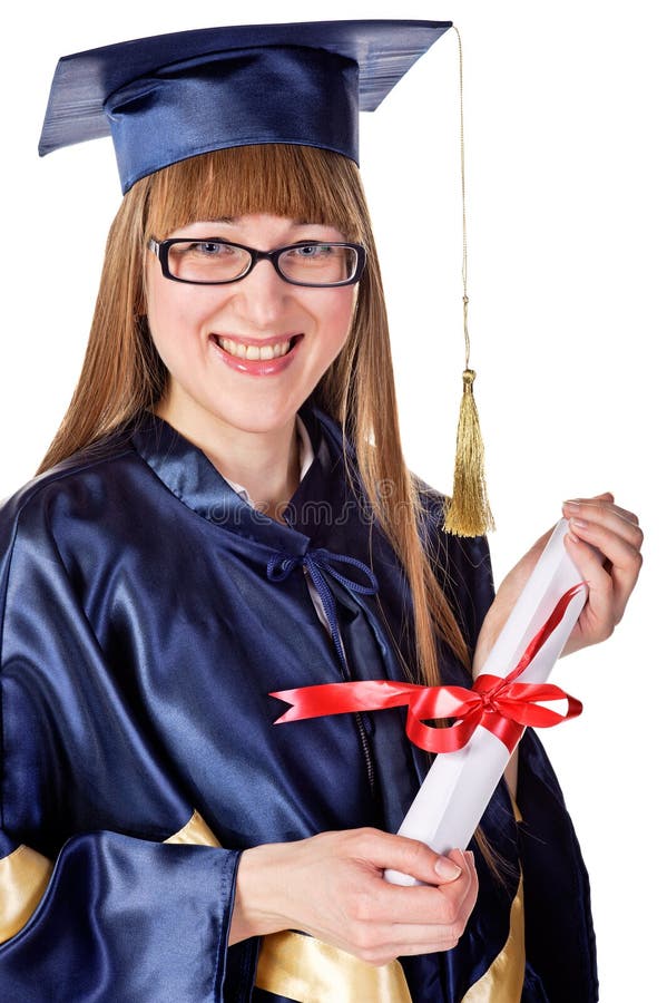 Happy Graduating Girl stock image. Image of holding, brunette - 25300629