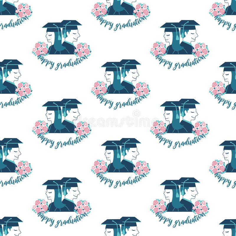 Happy Graduation Day My Friends Vector Graphic Seamless Pattern Stock ...