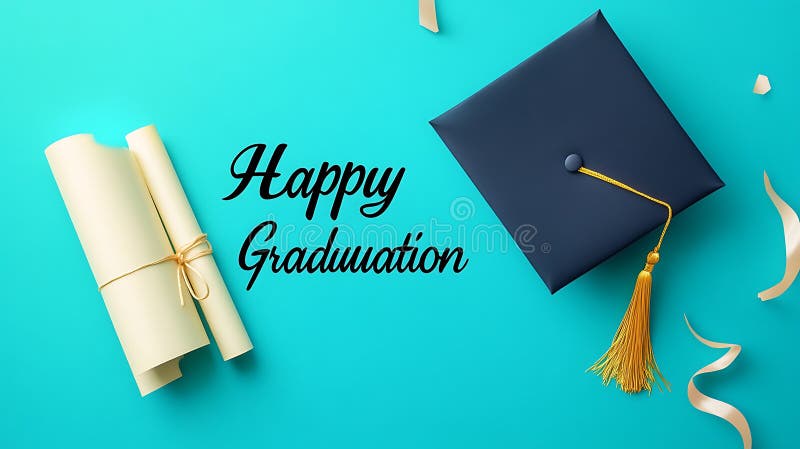 Happy Graduation Celebration Featuring Cap and Diploma Stock ...