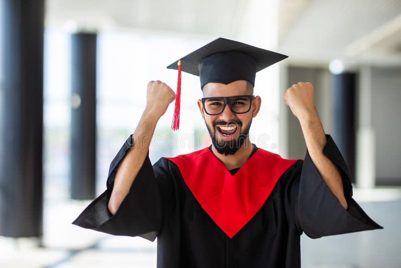 Happy Graduation Man Celebrating at the Uni Stock Photo - Image of ...