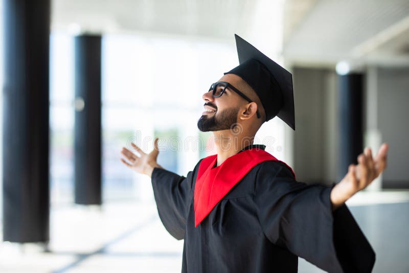 Happy Graduation Man Celebrating at the Uni Stock Image - Image of ...