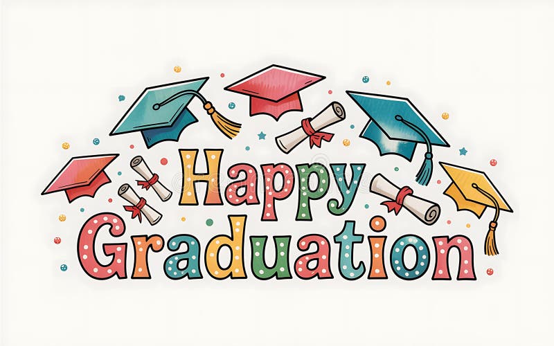 Happy Graduation Greeting Background with Cap Stock Illustration ...