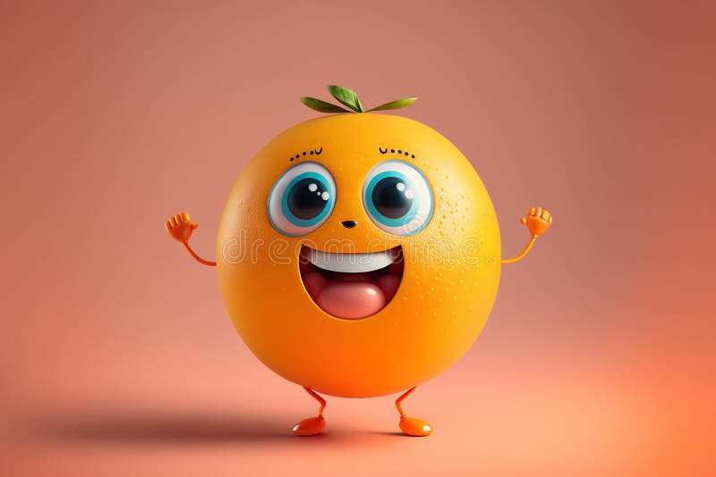 Happy Grapefruit Cartoon Character, Generative AI Stock Illustration ...