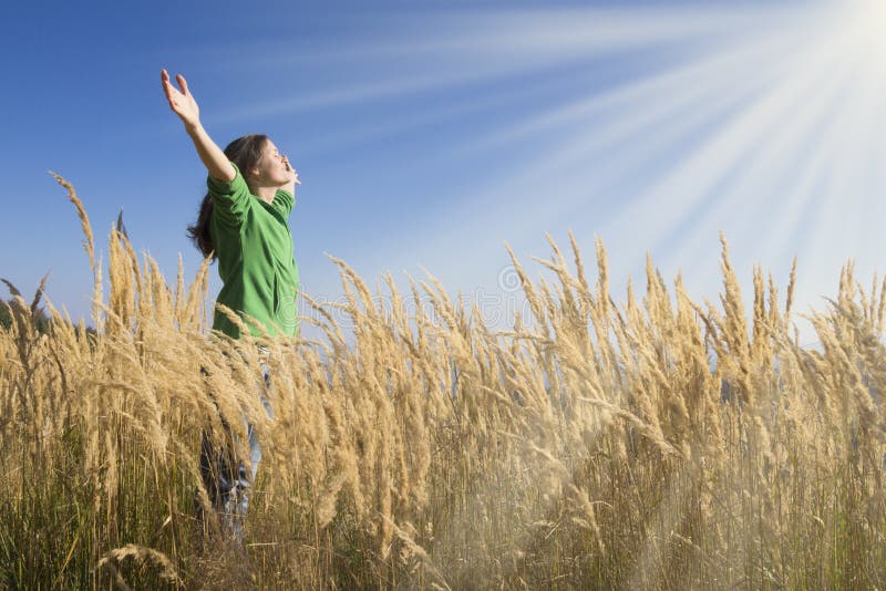 Happy in the grass stock photo. Image of inspiration - 27485396