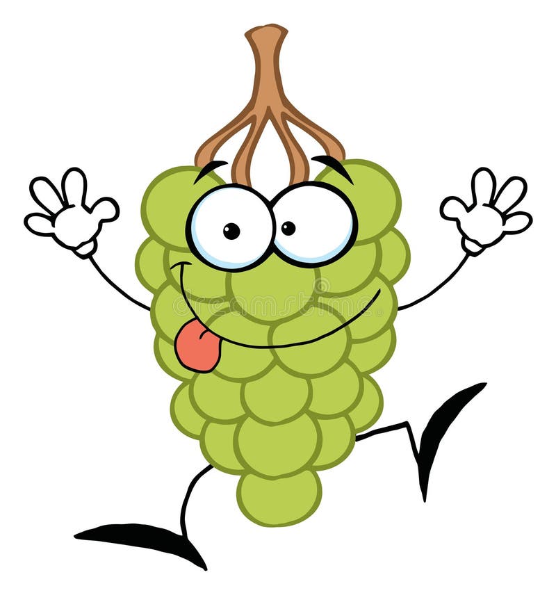 Happy Green Grape Character Stock Vector - Illustration of smiling ...
