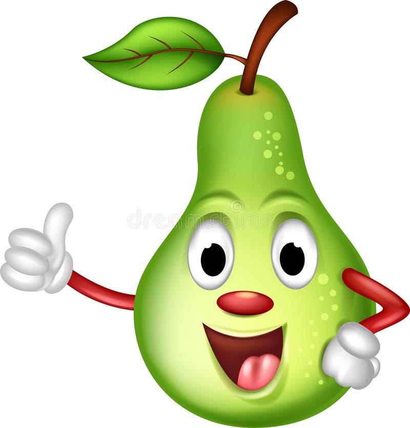 Happy green pear thumbs up stock illustration. Illustration of smile ...
