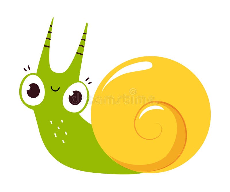 Happy Green Snail with Coiled Shell on Its Back Vector Illustration ...