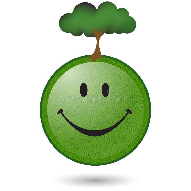 Happy Green Tree Smiley Face Stock Vector - Illustration of alive ...