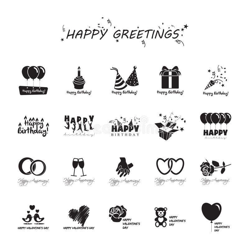 Happy Greetings Collection. Vector Illustration Decorative Design Stock ...