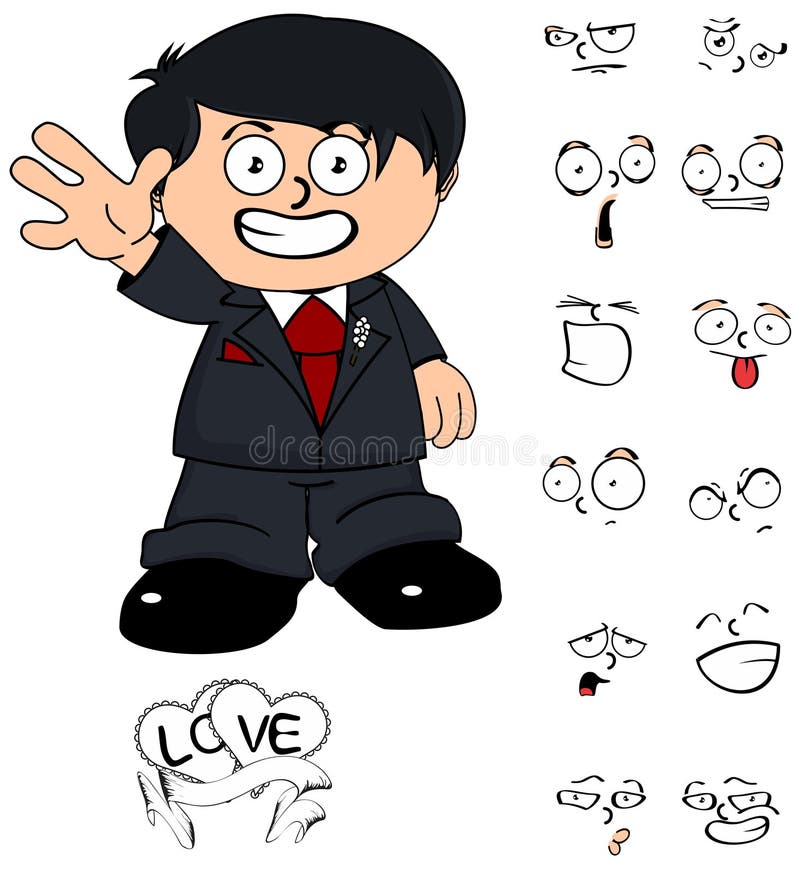 Happy Groom Kid Cartoon Expressions Set Stock Vector - Illustration of ...