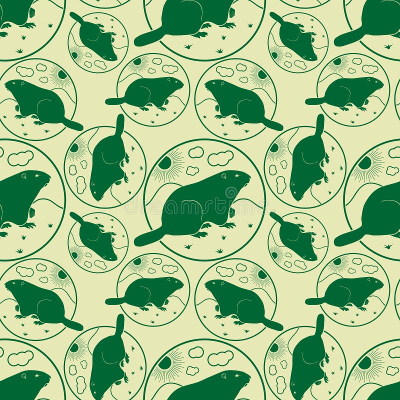 Happy Groundhog Day. Seamless Pattern Stock Vector - Illustration of ...