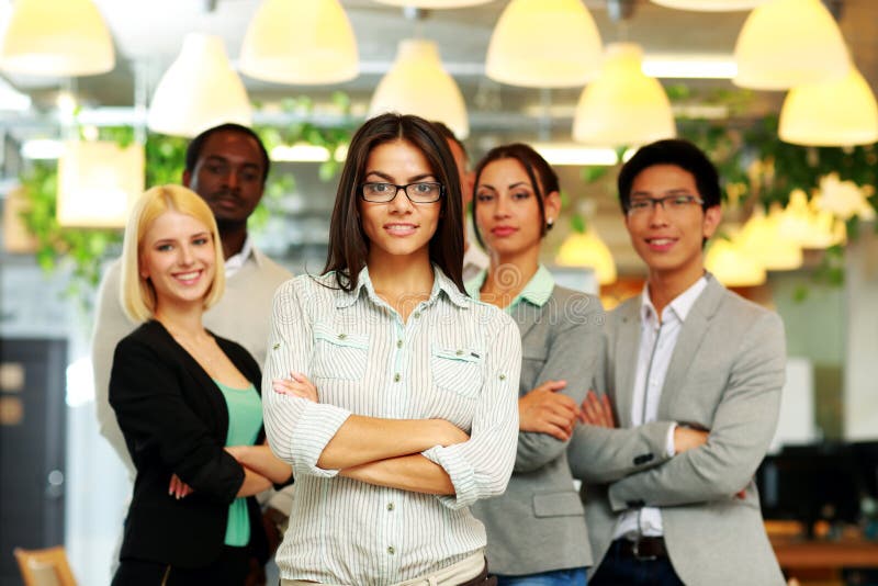Happy group of co-workers stock image. Image of cheerful - 42097737