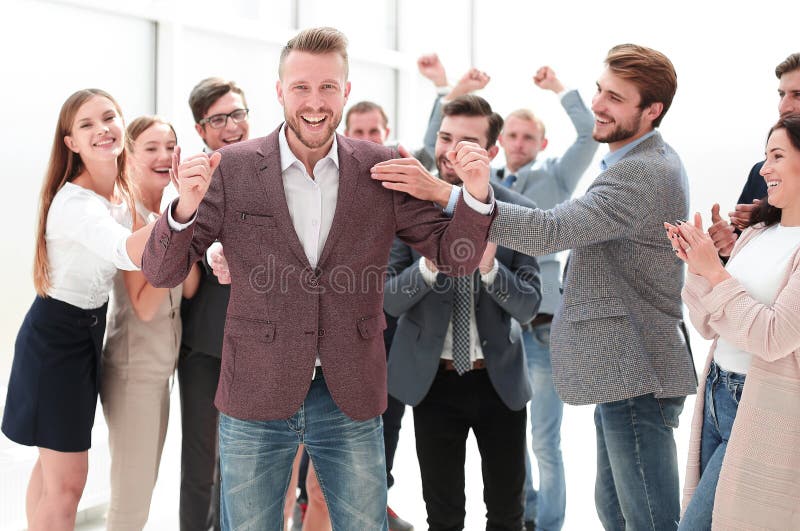 Happy Group of Creative Young Business People Applaud Stock Image ...