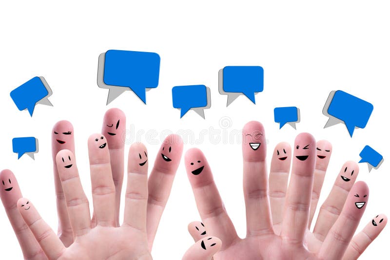 Happy Group of Finger Faces Stock Image - Image of contact, smile: 19657517