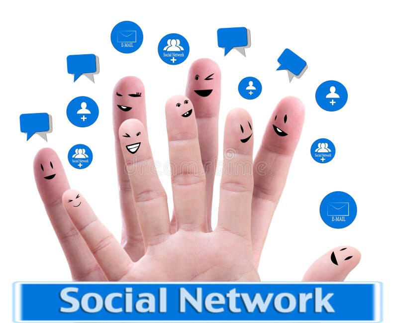 Social Network Concept of Happy Group of Fingerf Stock Image - Image of ...