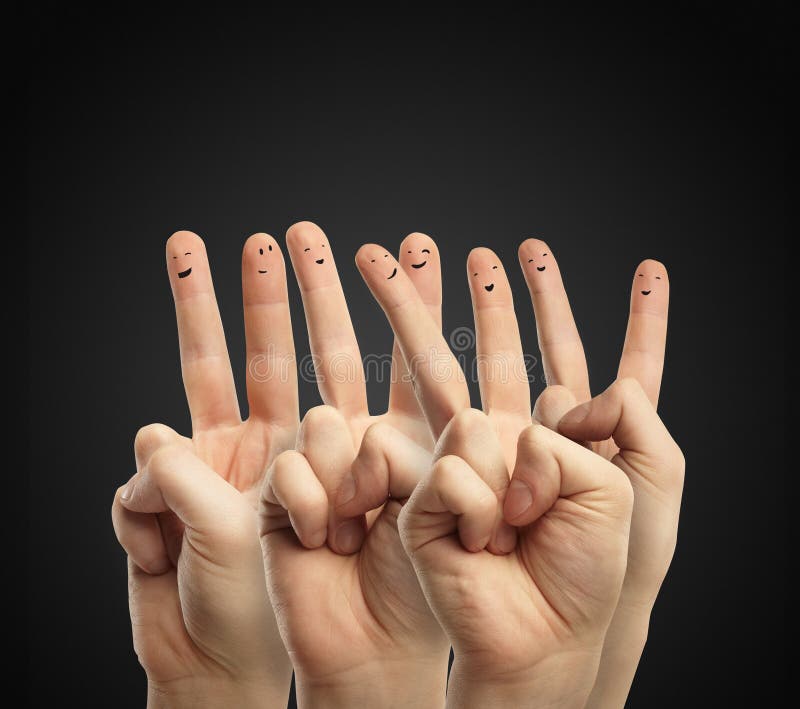 Happy Group of Finger Smileys Stock Photo - Image of cloud, icon: 25047506
