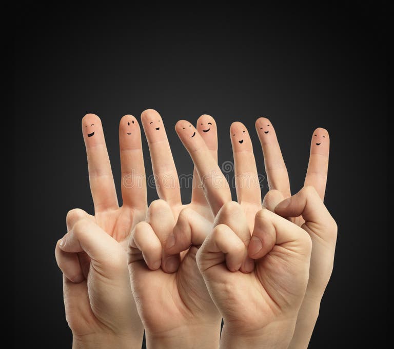 Happy Group of Finger Smileys Stock Photo - Image of cloud, icon: 25047506
