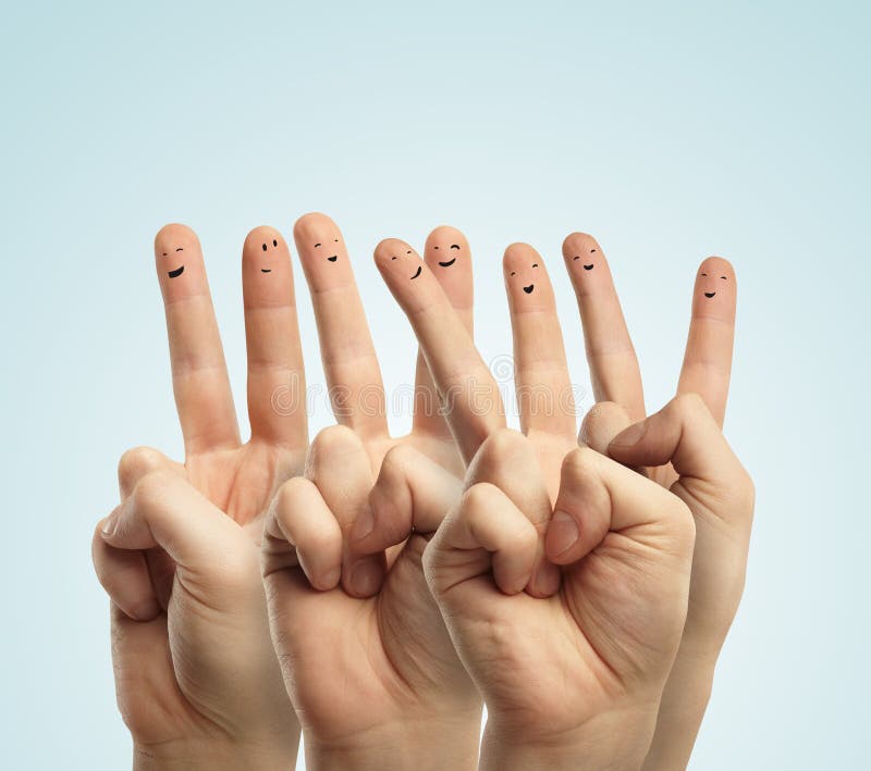 Happy Group of Finger with Social Chat Sign Stock Image - Image of ...