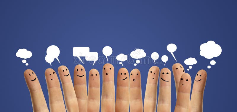 Group of Happy Finger Smileys with Social Chat Sig Stock Photo - Image ...