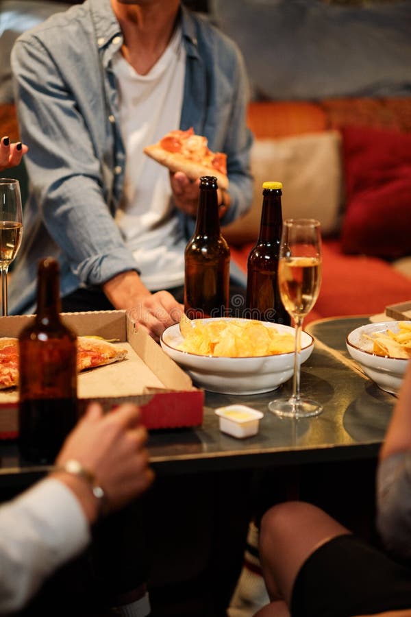 Happy Group of Friends at the Bar Having Drinks. Stock Image - Image of ...