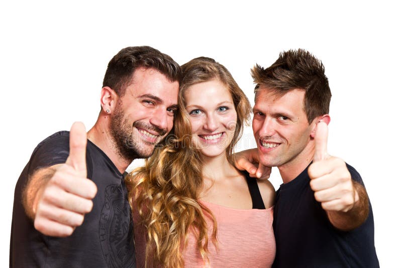 Happy Group of Friends Isolated Over White Stock Image - Image of group ...