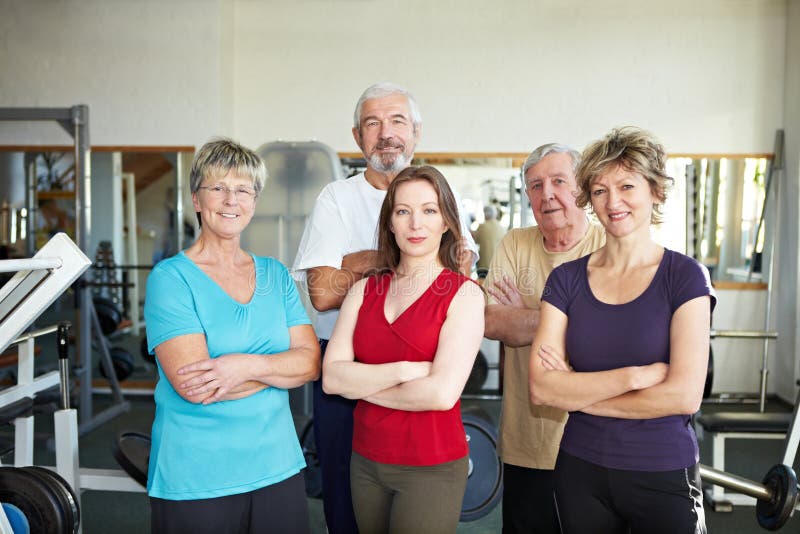 Happy group in gym stock image. Image of sport, calm - 17232373