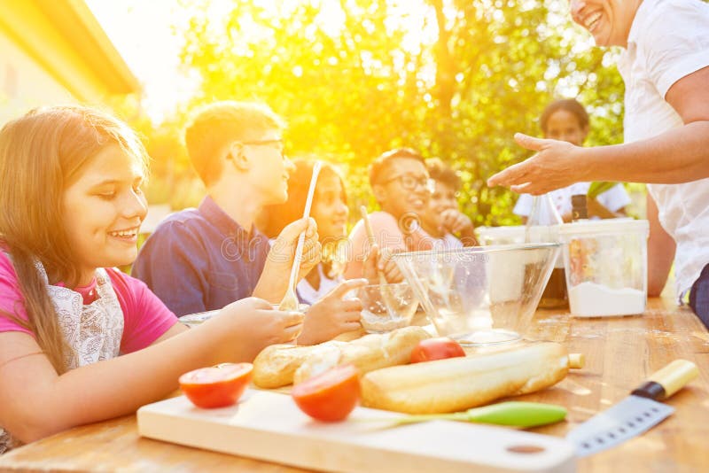 Children Learn To Cook in the Summer Camp Cooking Class Stock Image ...