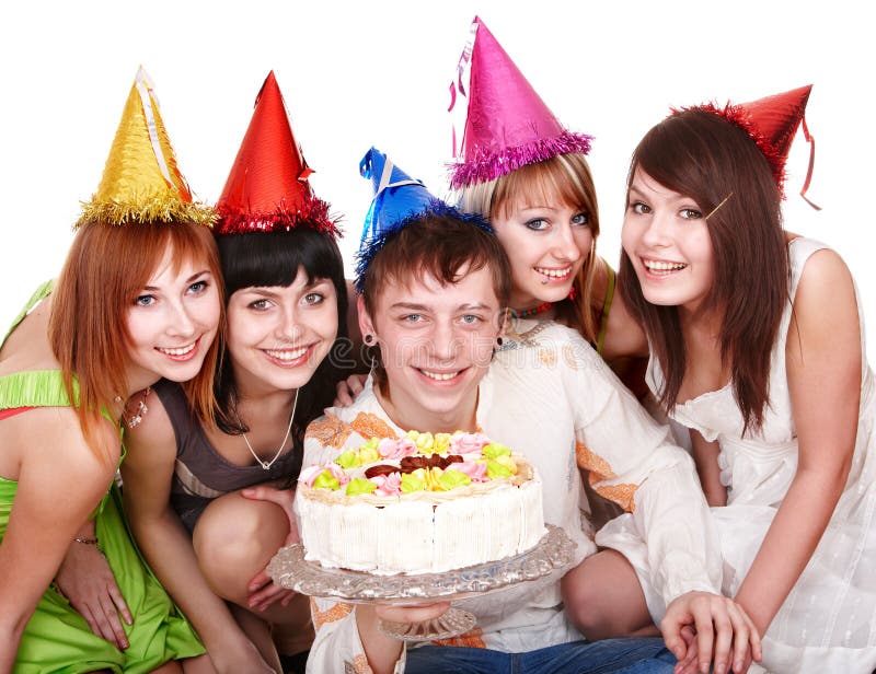 Happy Group of People with Cake. Stock Photo - Image of family, model ...