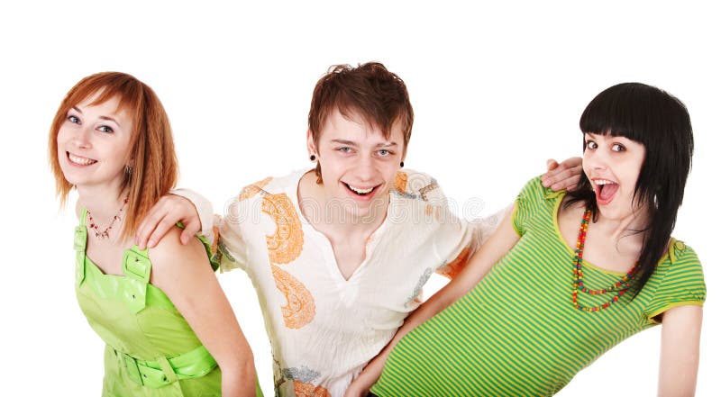 Happy Group People in Green. Stock Photo - Image of girl, group: 13377930
