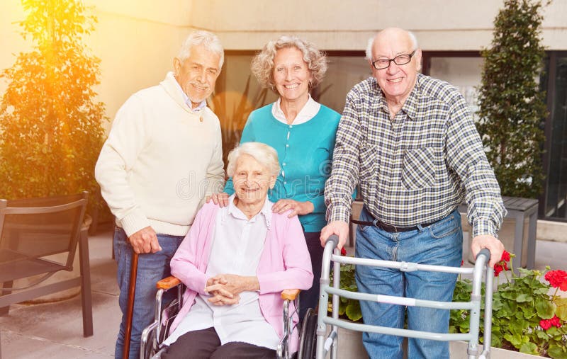 Happy Group of Seniors in Retirement Home Stock Photo - Image of ...