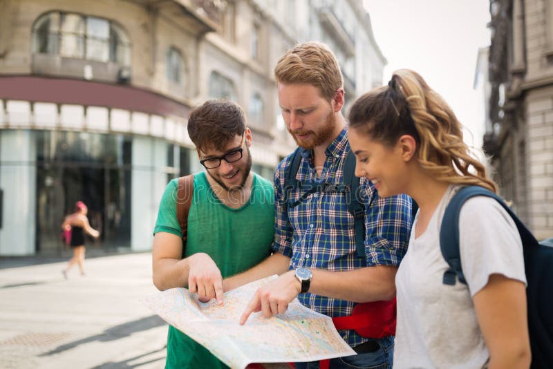 Happy Group of Students on Adventure Stock Photo - Image of tourist ...