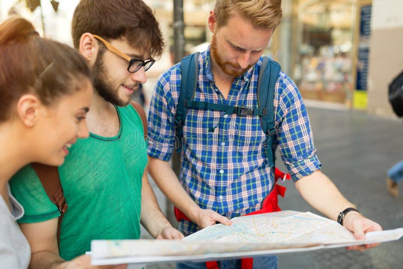 Happy Group of Students on Adventure Stock Photo - Image of sightseeing ...