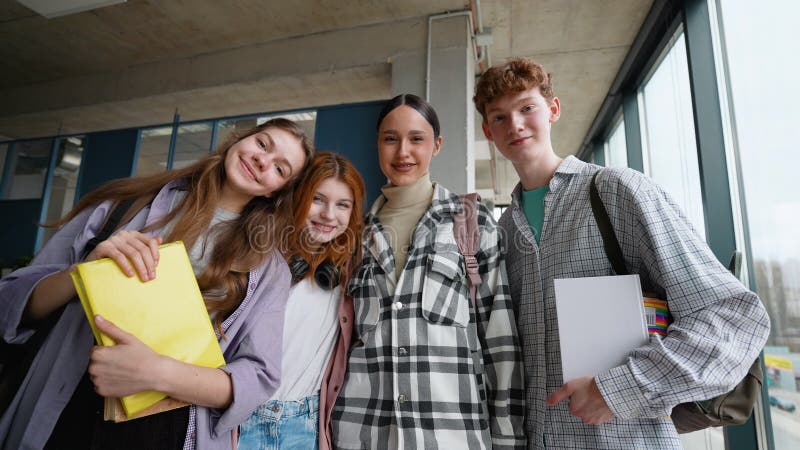 Group of Students Friends Together in a Selfie Making Funny Faces at ...