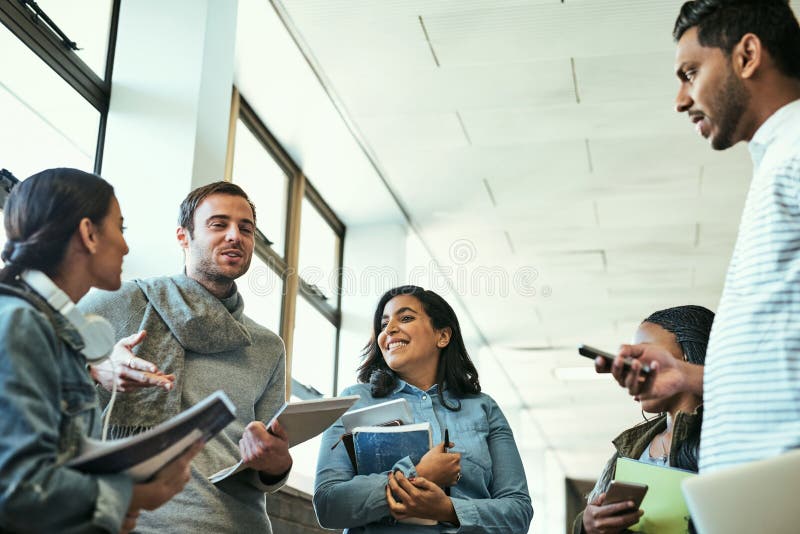 Happy, Group and Students with Education, Textbooks and Diversity in ...