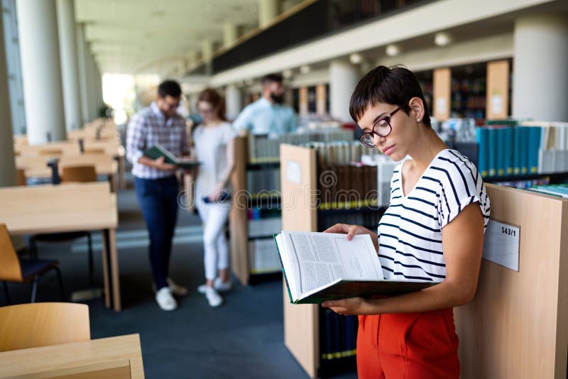 Happy Group of Students Studying and Working Together in a College ...