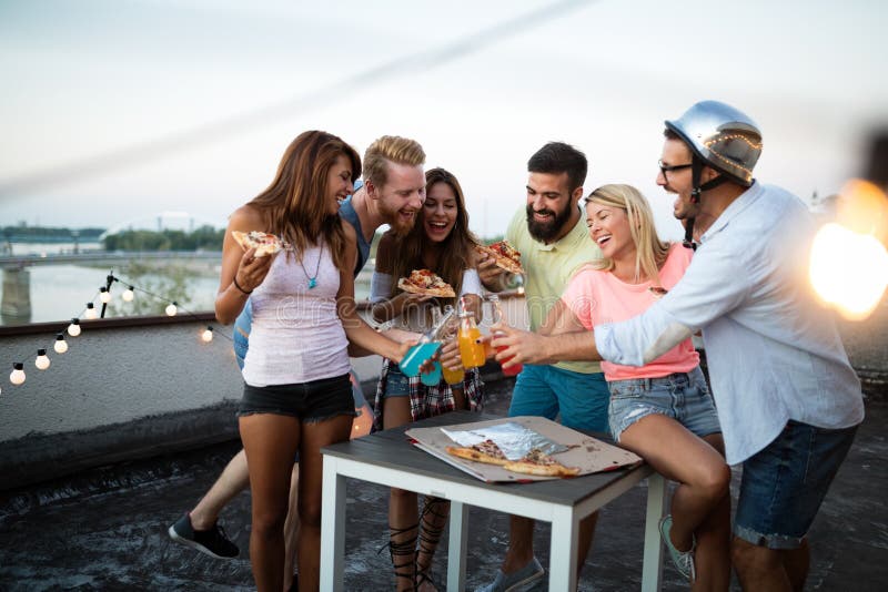 Happy Group of Young Friends Having Fun in Summer Stock Photo - Image ...