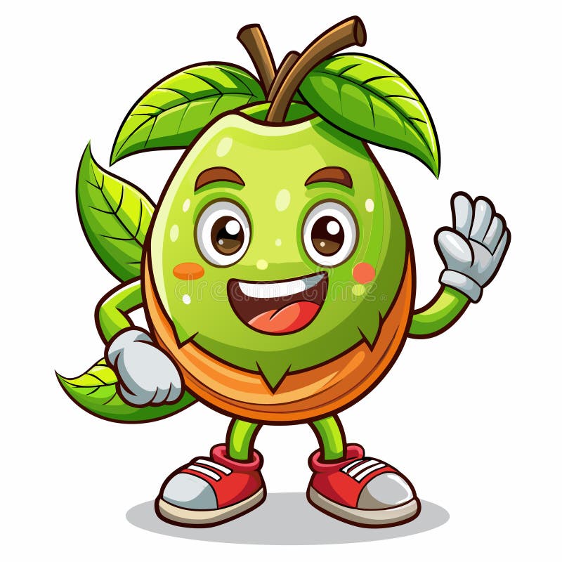 Happy Guava Cartoon Character Waving Stock Vector - Illustration of ...