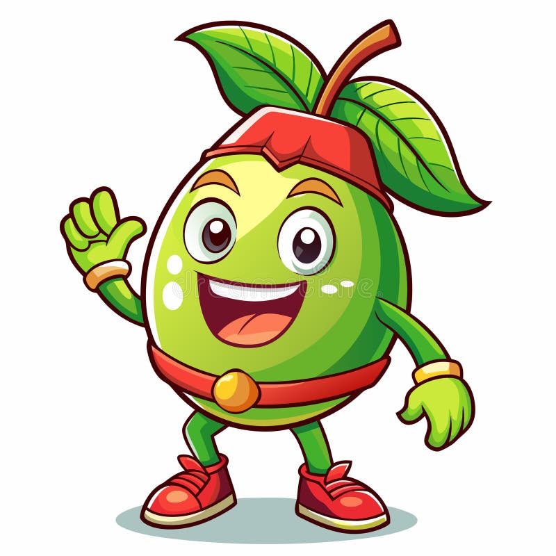 Happy Guava Cartoon Character Waving Stock Vector - Illustration of ...