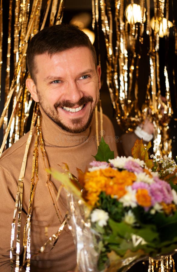 Guy with a Bouquet of Flowers Stock Image - Image of romantic ...