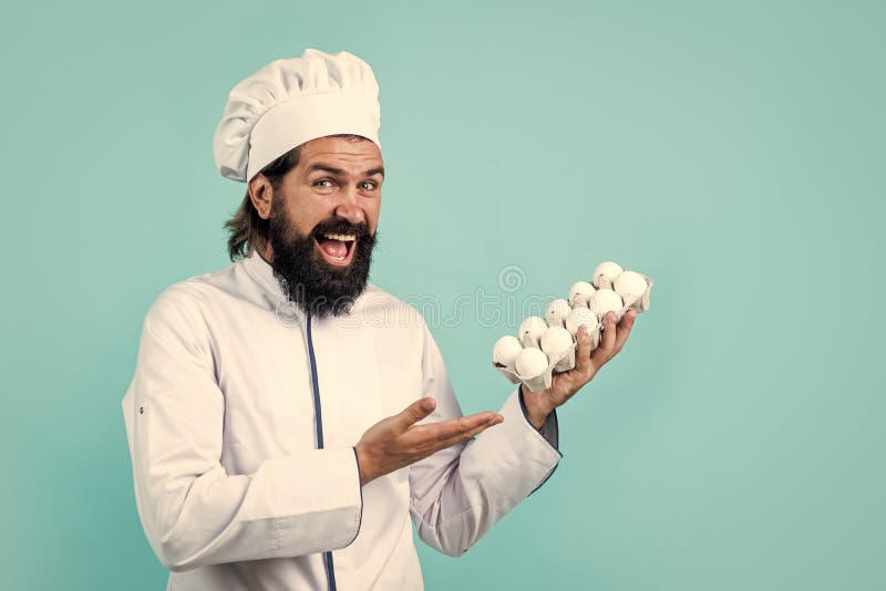 Happy Guy Cook Preparing Eggs in Home Kitchen, Healthy Eating Stock ...