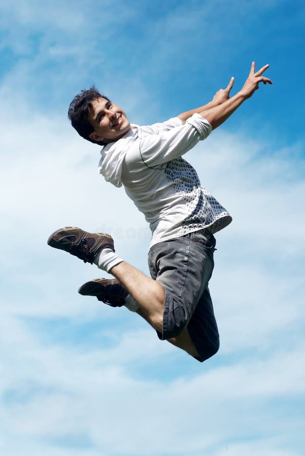 Happy guy jumping stock image. Image of gymnastics, funny - 12331355