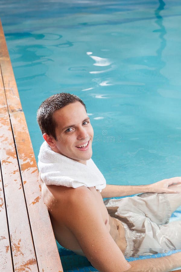 Happy Guy Relax Inside the Pool Stock Image - Image of rest, comfort ...